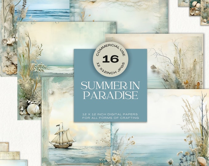 The Beach House, Set of 6 Digital Printable Pages, Watercolor Pages for ...