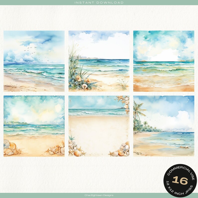 Beach Theme Digital Kit | Summer Beach Digital Papers | Vacation ...
