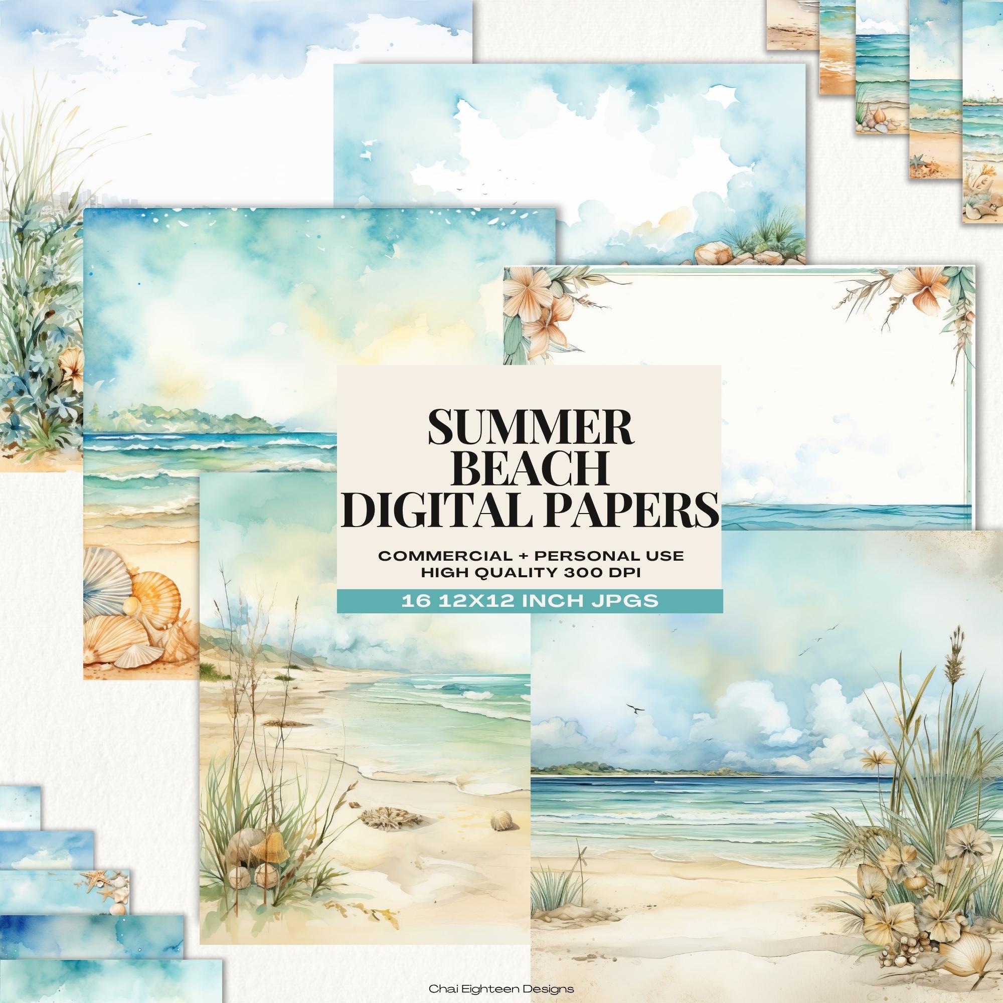 Beach Theme Digital Kit | Summer Beach Digital Papers | Vacation ...