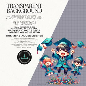 Chibi Graduation Clipart PNG, Kawaii Kids Clip Art, Cartoon Portrait ...