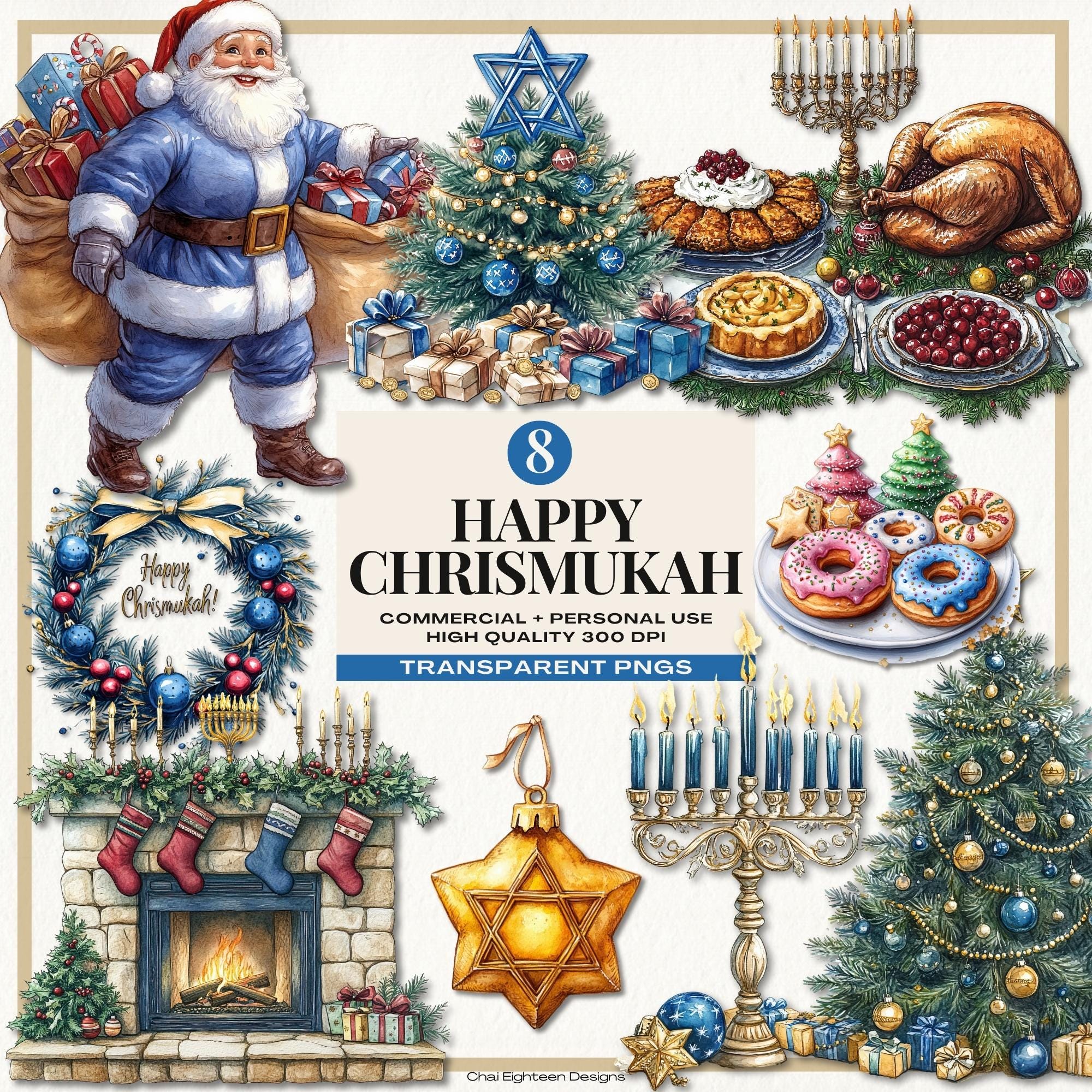 Happy Chrismukkah Clipart, Unique Chrismukkah Designs, Jewish Holiday ...