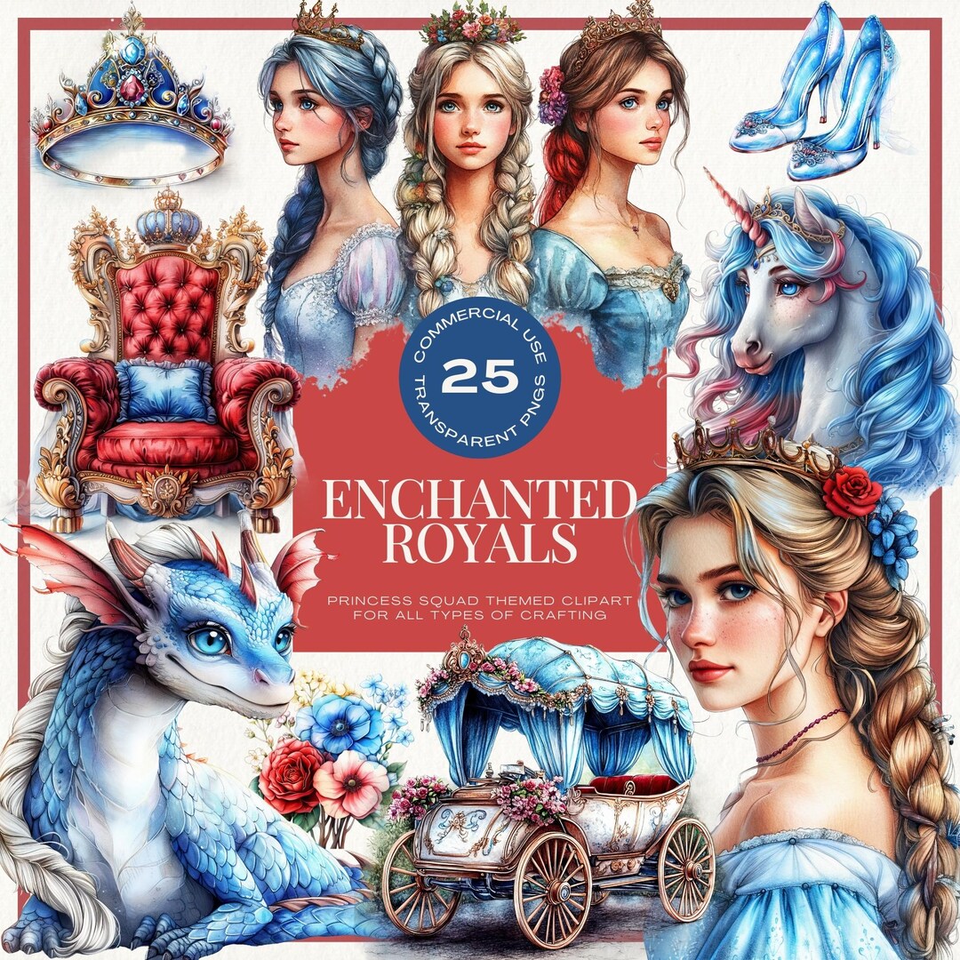 Watercolor Princess Squad PNG, Enchanted Royals Clipart, Best Friends ...