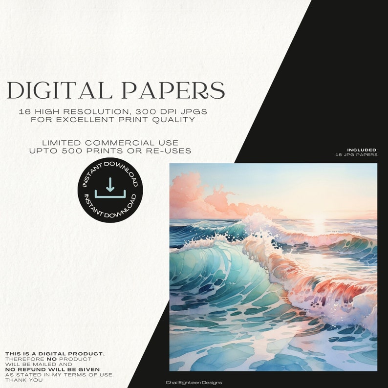 Ocean Waves Watercolor Clipart, Sea Wave Images, Summer Scrapbook ...