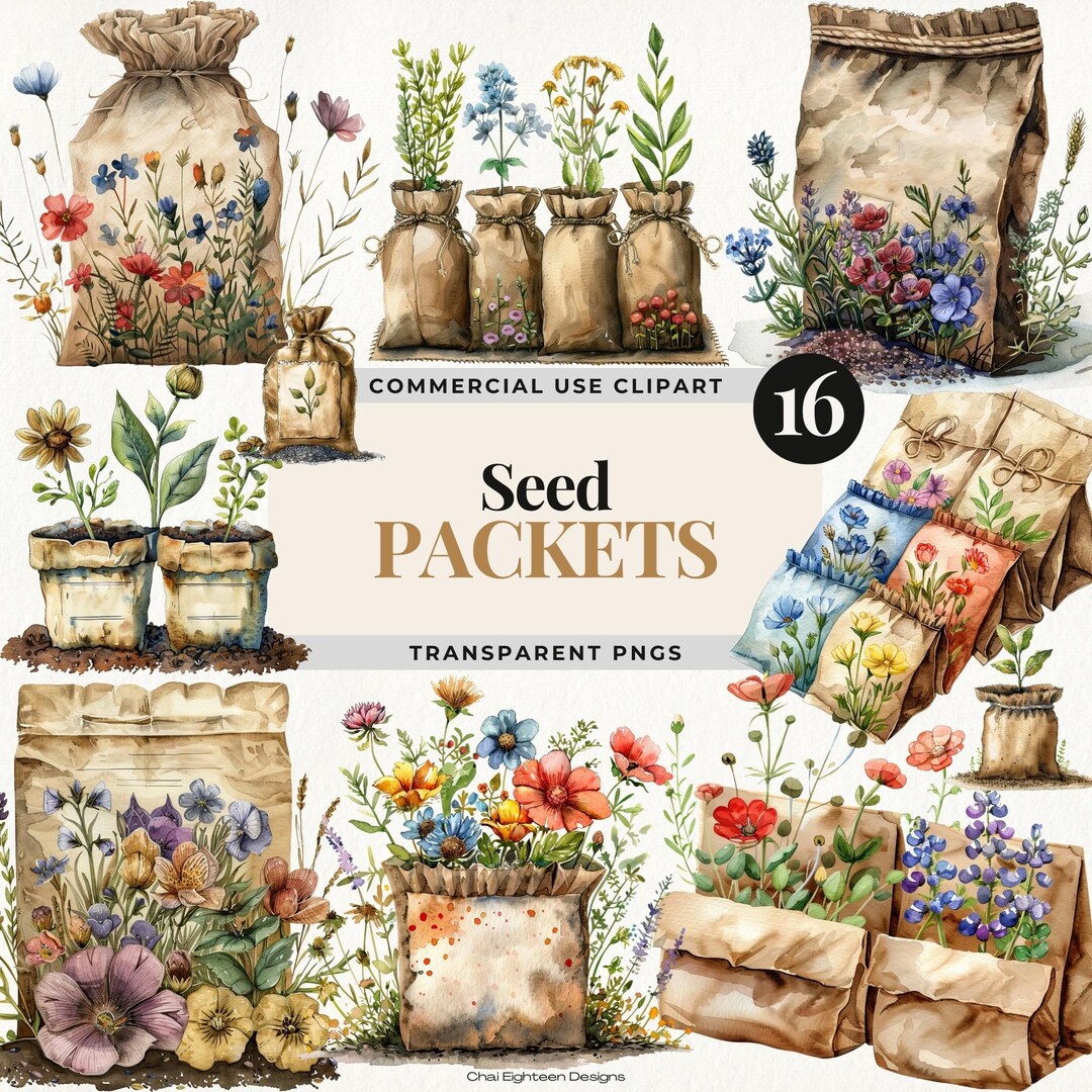 Seed Packet Clipart, Vintage Seed Packets, Flower Seed Packets, Garden ...