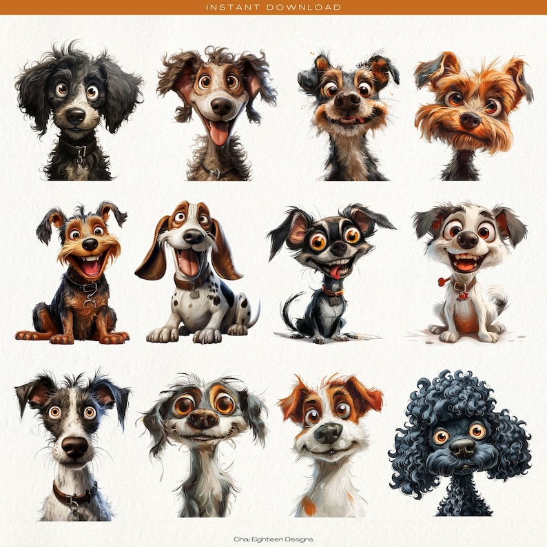 Quirky Dog Clipart, Dog Breeds Png, Puppy Images, Whimsical Dogs ...