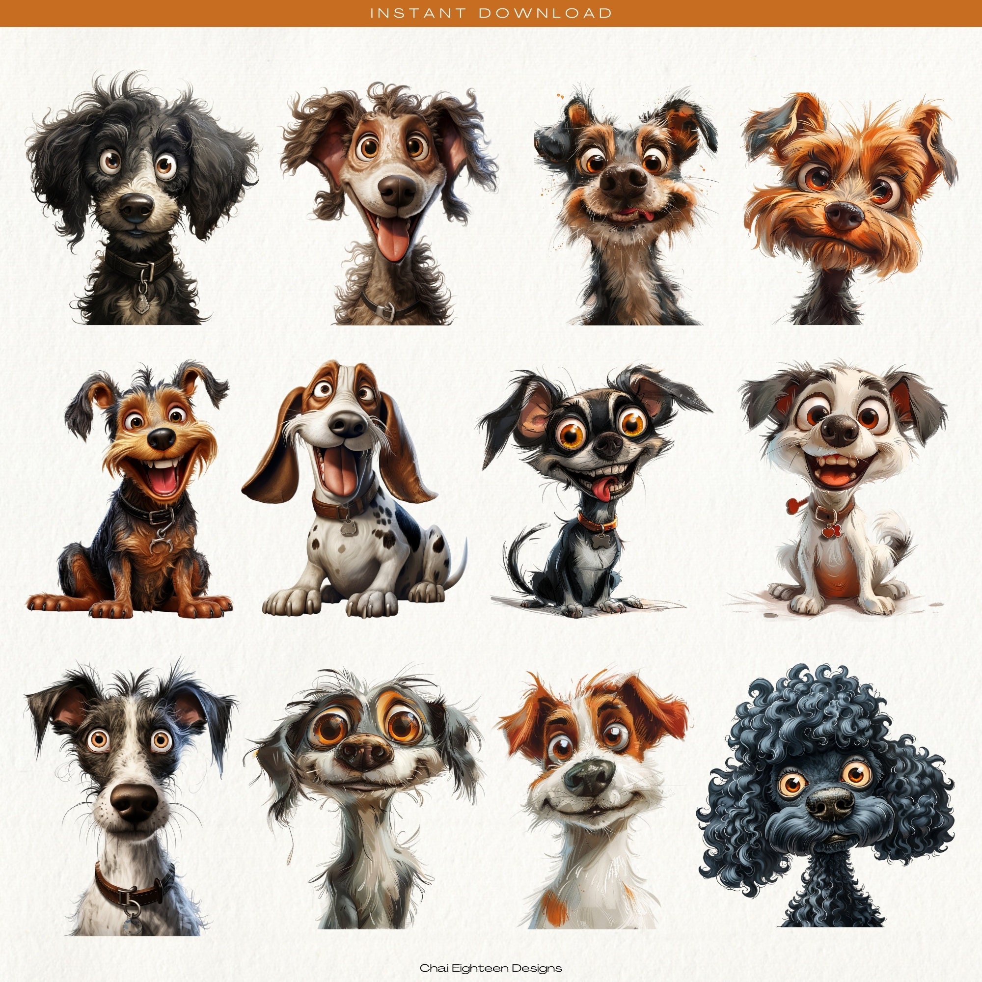 Quirky Dog Clipart, Dog Breeds Png, Puppy Images, Whimsical Dogs ...