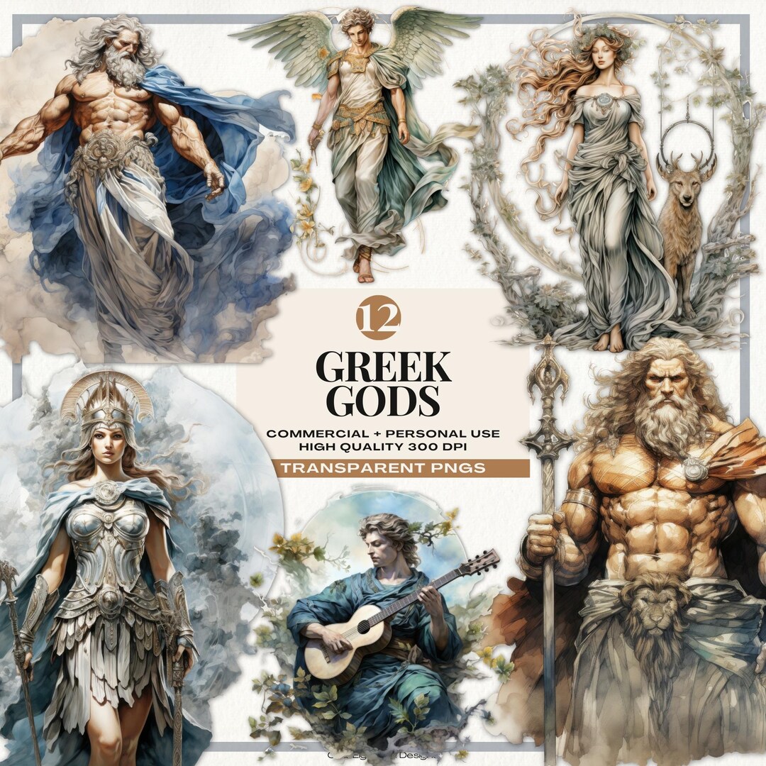 Watercolor Greek Gods Clipart Bundle, Mythology Themed Illustrations ...