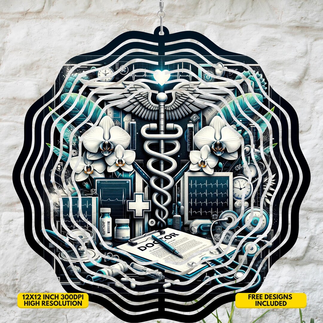 Doctor Wind Spinner PNG, Caduceus Medical Sublimation, Healthcare Wall ...