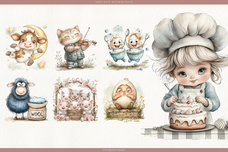 Nursery Rhyme Clipart PNG, Vintage Storybook Graphics, Classic Children ...