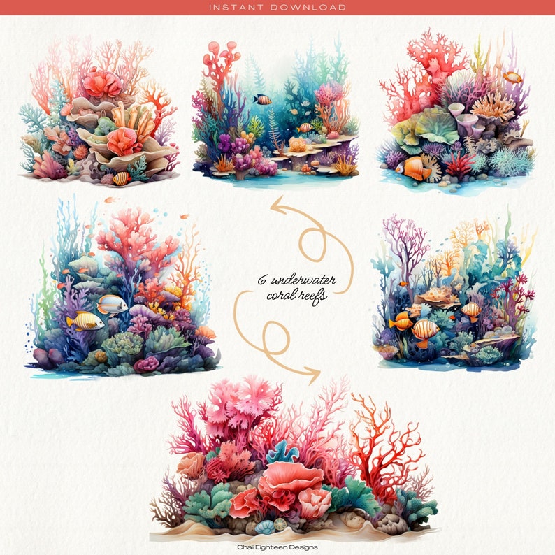 Under the Sea Clipart, Watercolor Sea Creatures, Underwater Animals ...