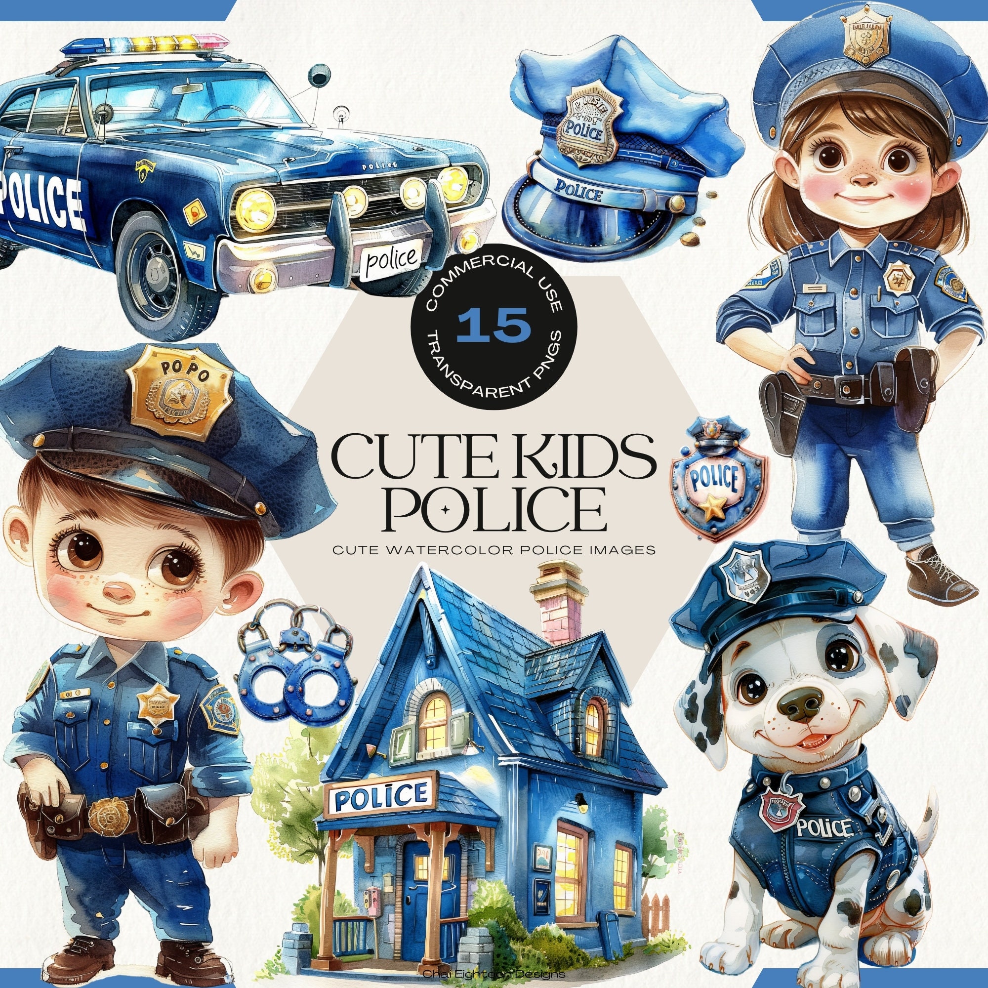 Police Watercolor Clipart, Law Enforcement Images, Policeman Graphics ...