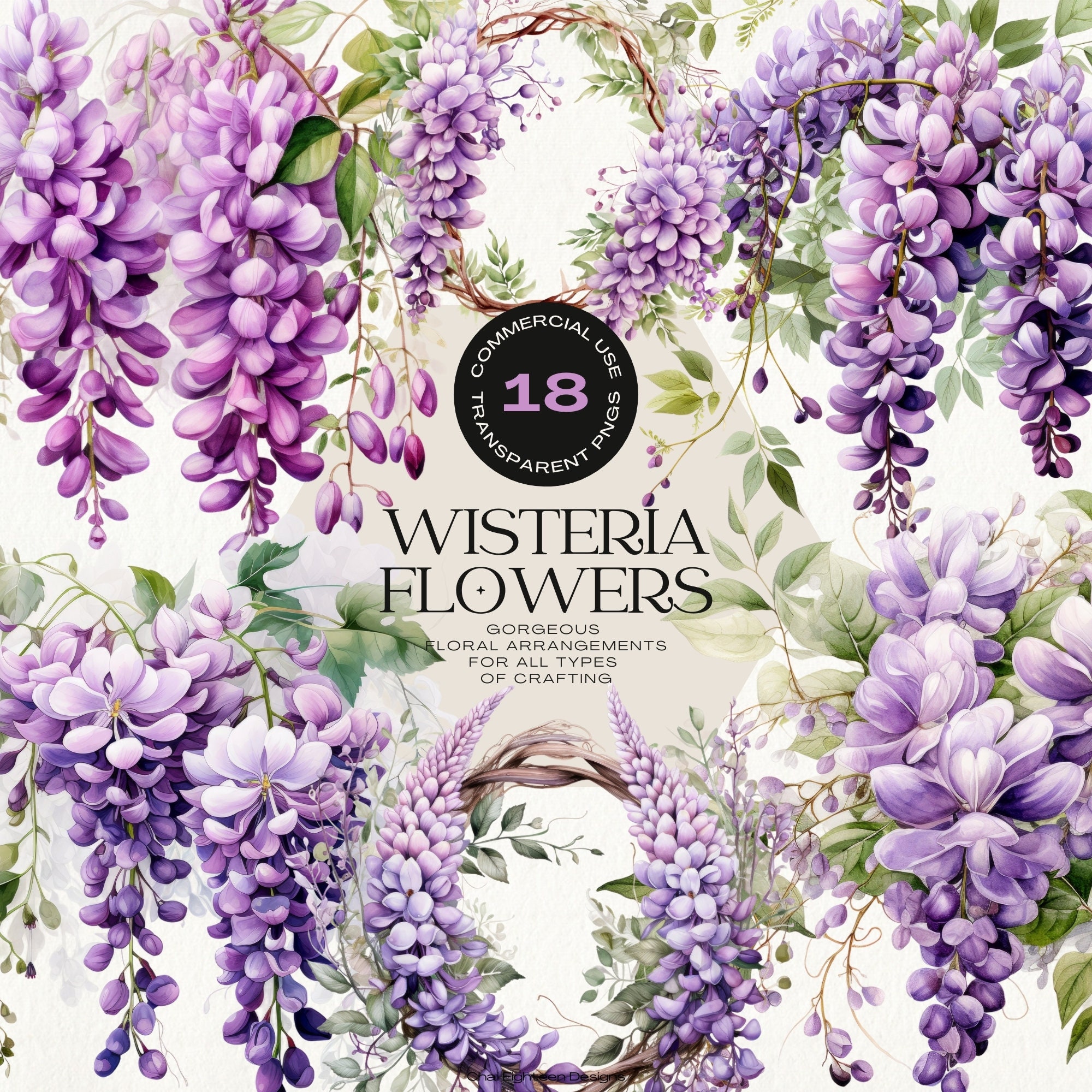 Purple Wisteria Flower Clipart, Watercolor Wisteria PNG Images, Purple ...
