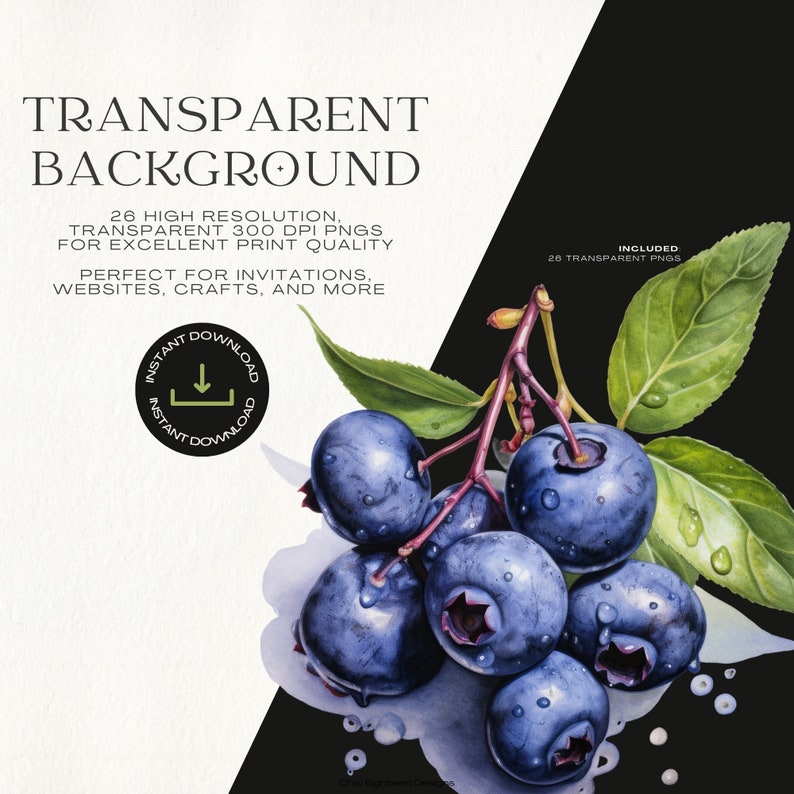 Watercolor Blueberry Clipart, Summer Juicy Berry Clip Art, Blueberry ...