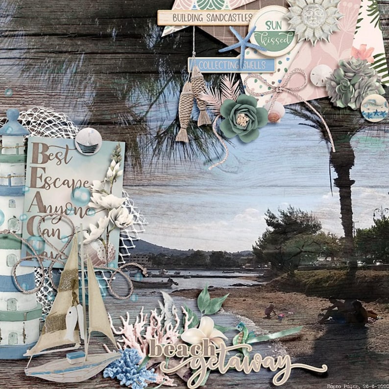 Coastal Themed Digital Papers | Down by the Sea Digital Scrapbooking ...
