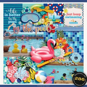 Digital Scrapbooking Kits Swimming in the Pool Digital Scrapbooking ...