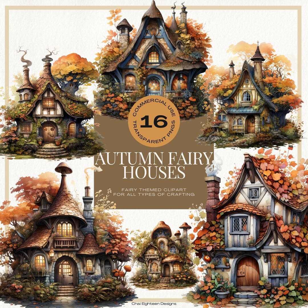 Autumn Fairy House Clipart, Halloween Themed Clip Art, Fairy Tale ...
