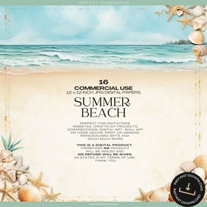 Beach Theme Digital Kit | Summer Beach Digital Papers | Vacation ...