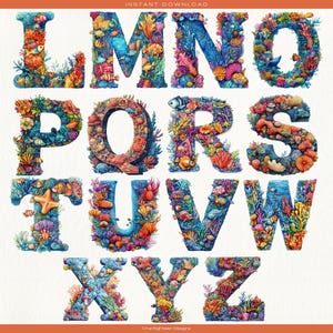 Under the Ocean Alphabet PNG, Coral Reef Letters Clipart, Sea Life Font ...