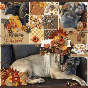 Thanksgiving Digital Papers, Grateful Digital Scrapbooking Kit ...