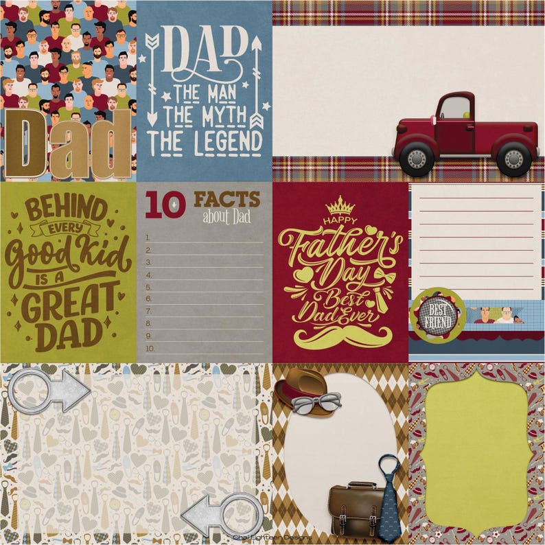 Digital Father's Day Scrapbook Kit, I Call Him Dad Scrapbooking Bundle ...