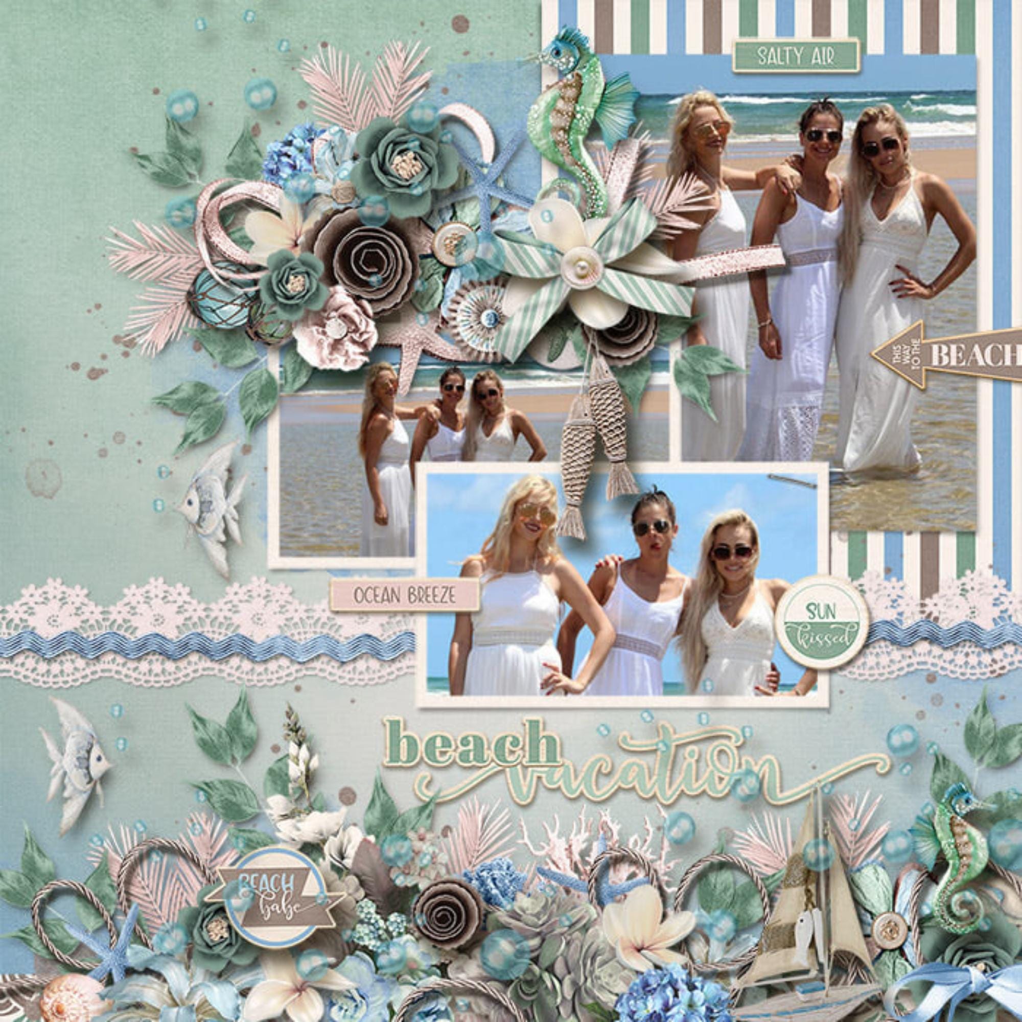 Coastal Themed Digital Papers | Down by the Sea Digital Scrapbooking ...