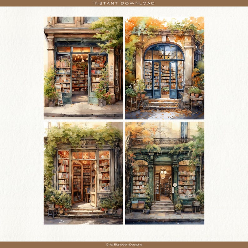 Junk Journal Bookstore, Cozy Bookstore Scrapbooking Papers, Vintage ...