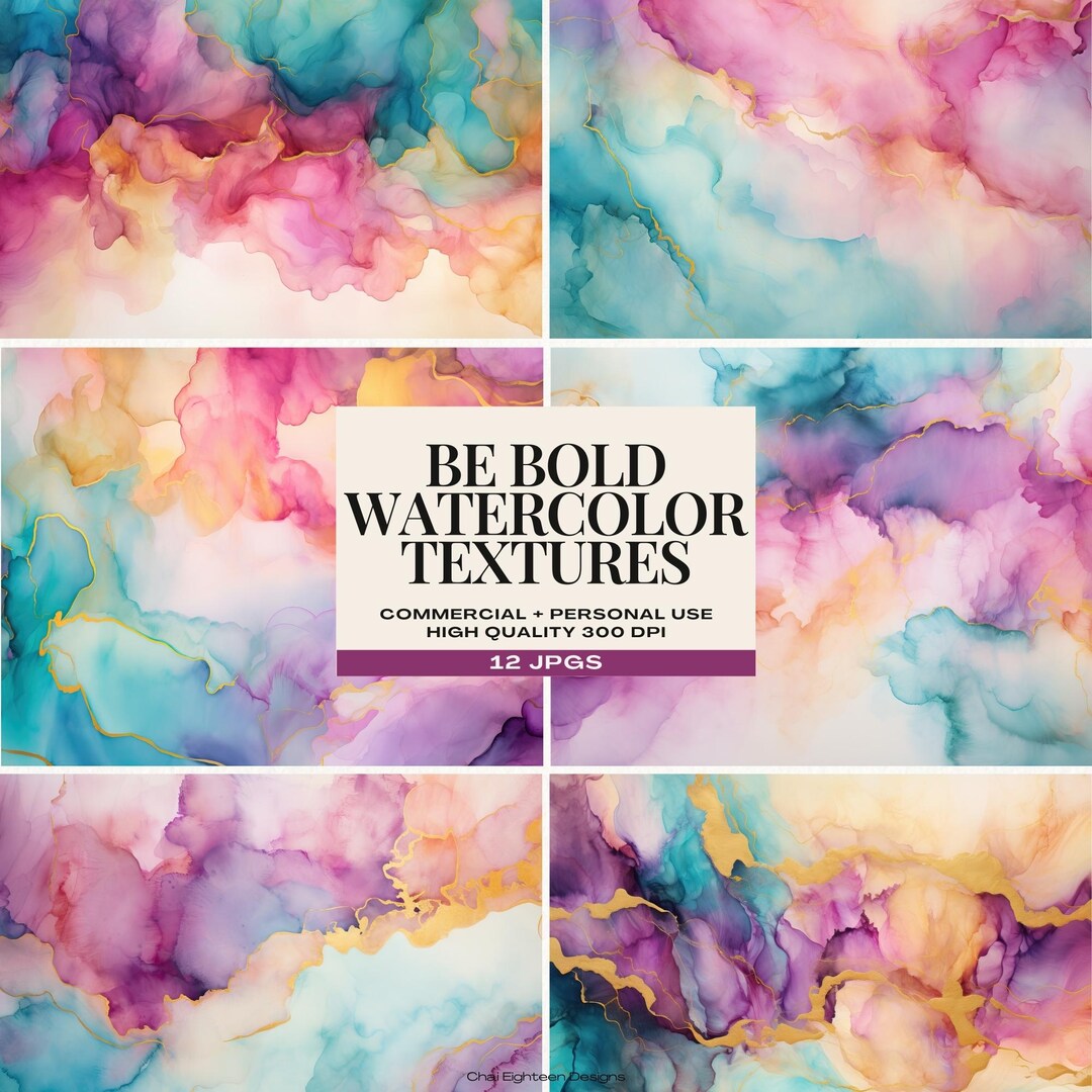 Bright and Bold Watercolor Texture Digital Papers Vibrant Bright and ...