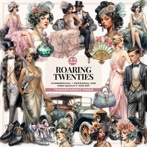 Great Gatsby Clipart, Roaring 20‘s, Flapper Clip Art, Charleston Party ...