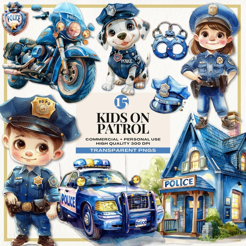 Police Watercolor Clipart, Law Enforcement Images, Policeman Graphics ...