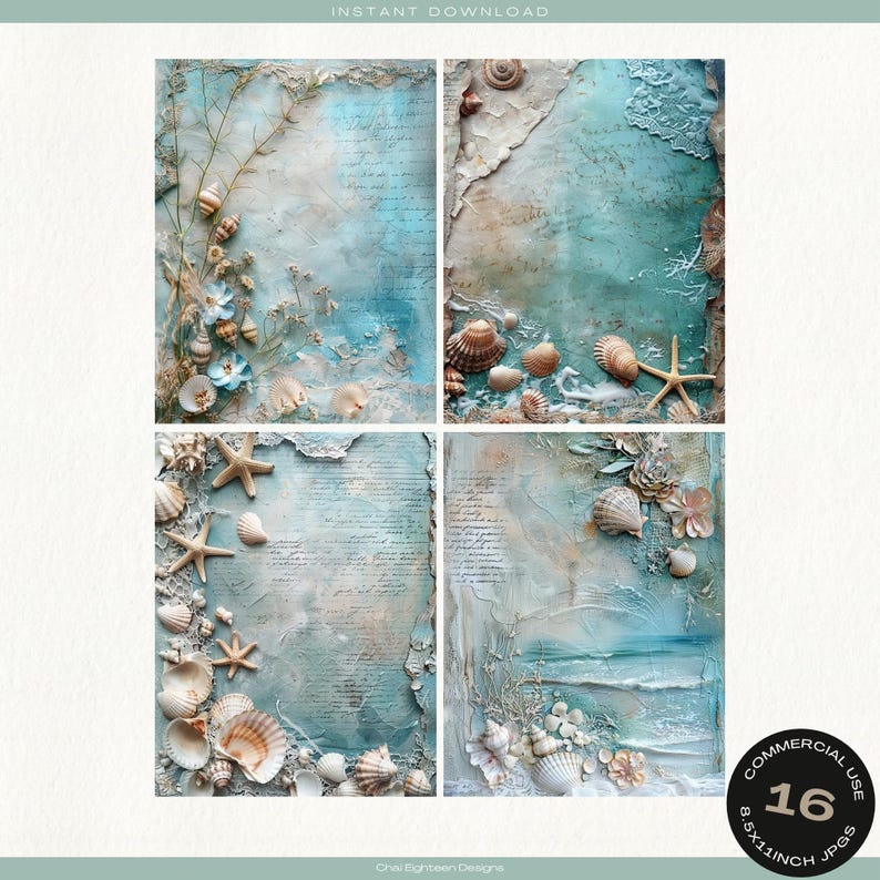 Beach Theme Digital Papers Summer Paradise Junk Journal Vacation ...