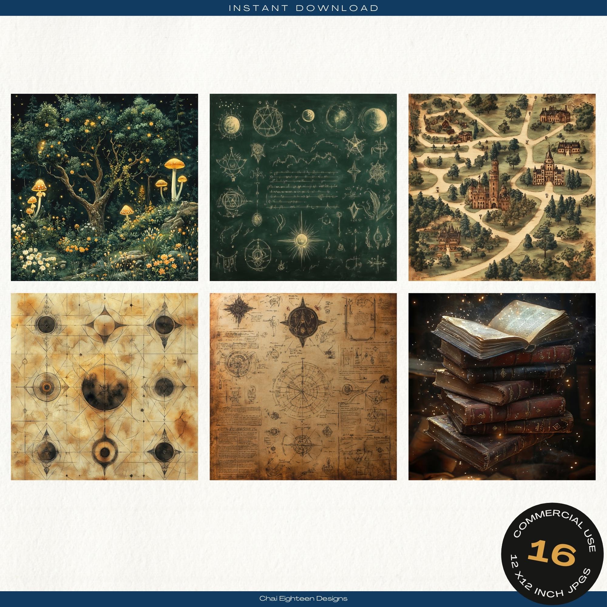 Wizard School Digital Papers, Magic School Scrapbooking Papers, Magical ...