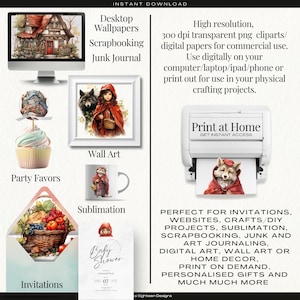 Little Red Riding Hood Watercolor Clipart, Woodland Clipart, Fairytale ...