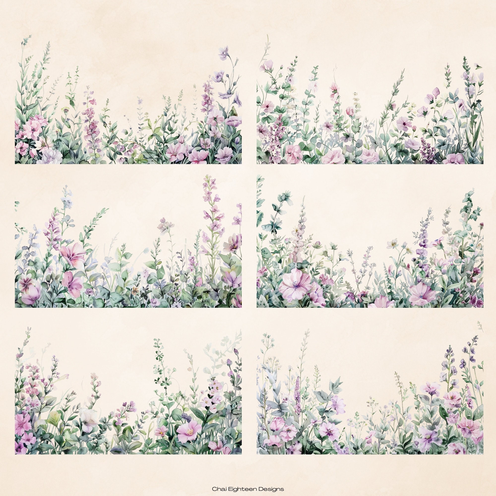 Watercolor Spring Floral Borders, Boho Flower Border Illustrations ...