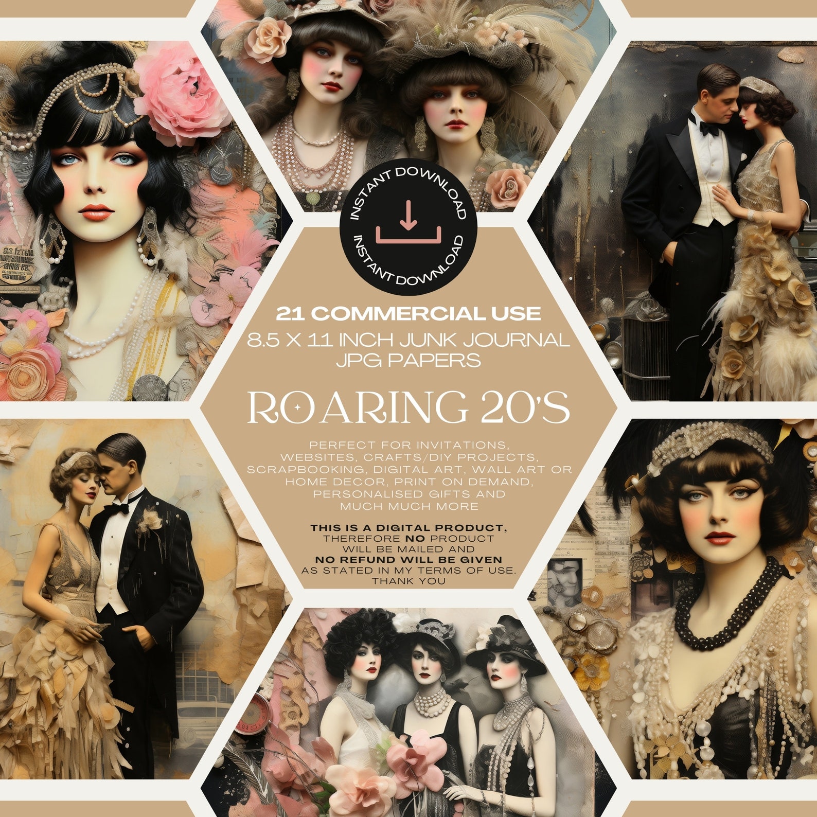 Roaring Twenties Junk Journal Pages, 1920's Junk Journal Papers ...