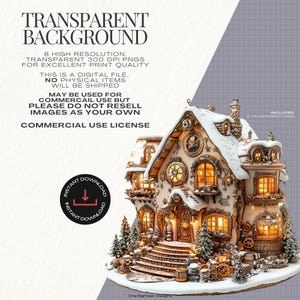 Steampunk Christmas Gingerbread House Clipart, Retro Baking Graphics ...