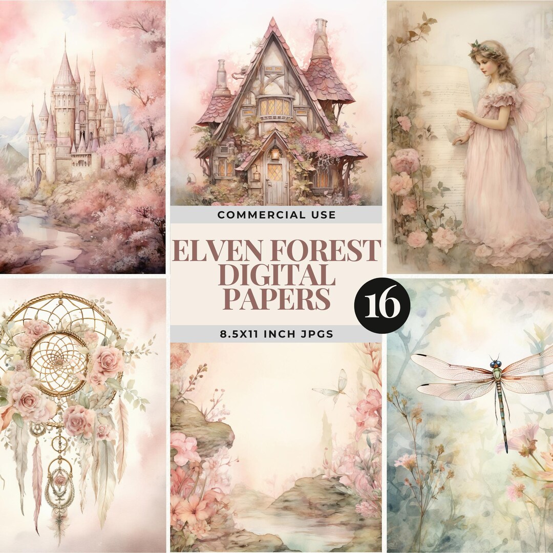 16 Elven Forest Digital Papers, Fantasy Fairy Backgrounds, Fairy Tale ...