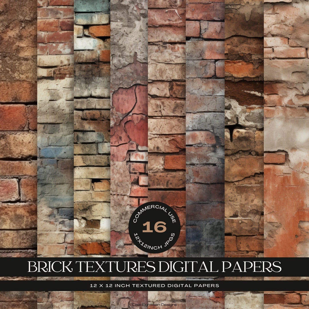 Buy Brick Wall Texture Digital Background Brick Digital Paper Pack ...