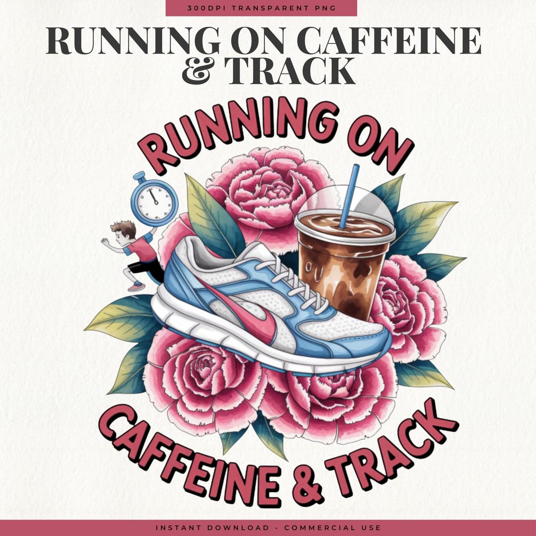 Running on Caffeine & Track PNG, Coffee Lover Running Clipart, Track ...