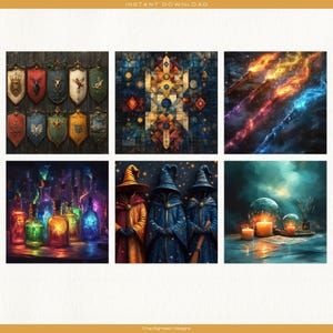 Wizard School Digital Papers, Magic School Scrapbooking Papers, Magical ...