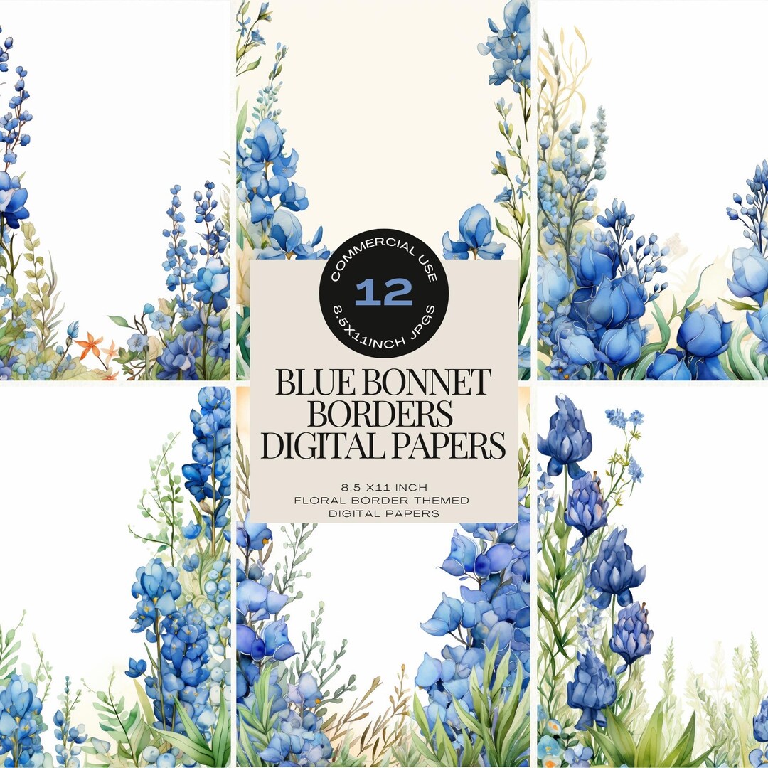 Bluebonnets Digital Scrapbook Papers Notepaper Designs Blue Bonnet ...