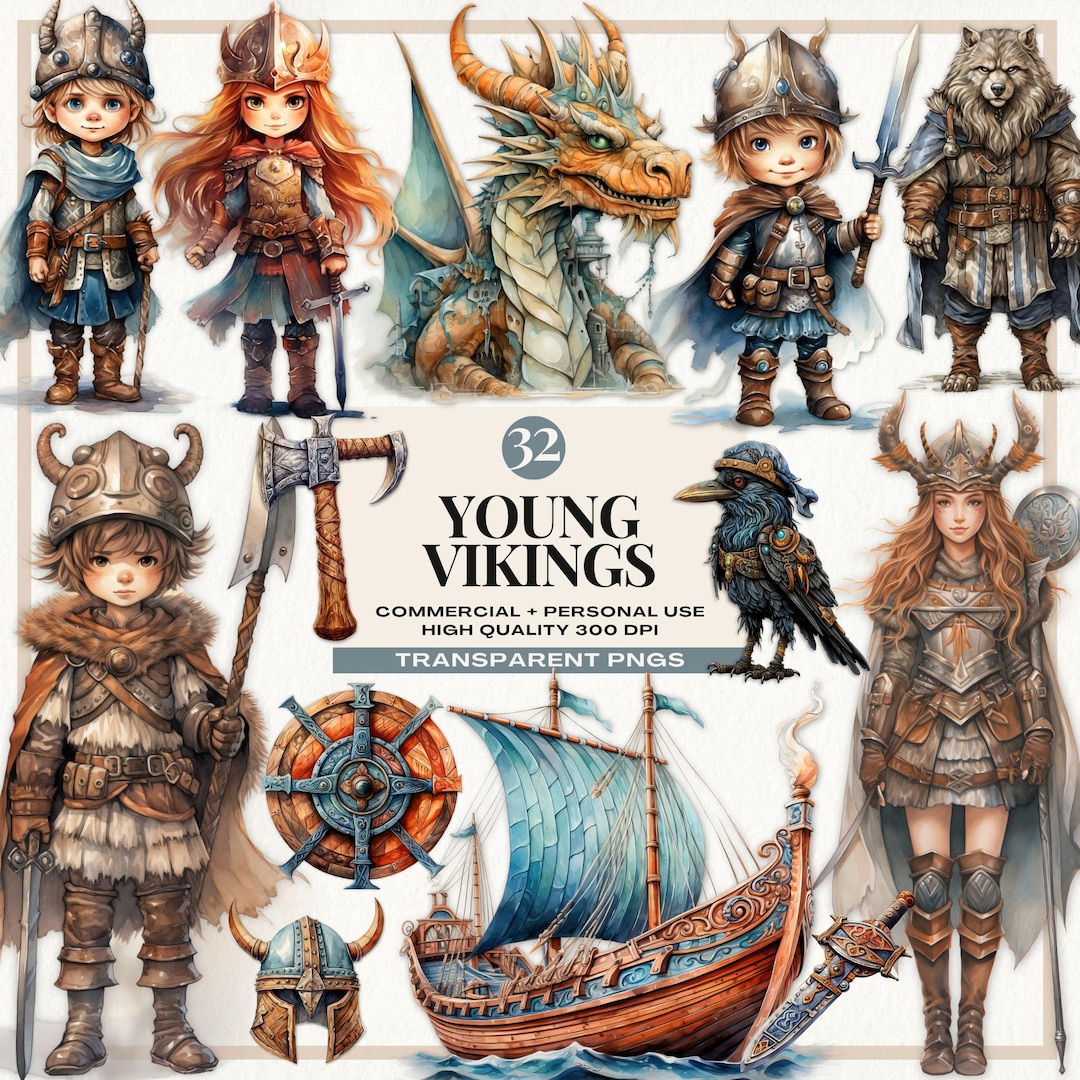Watercolor Teenage Viking Clipart Nordic Vikings Clip Art Scandinavian ...