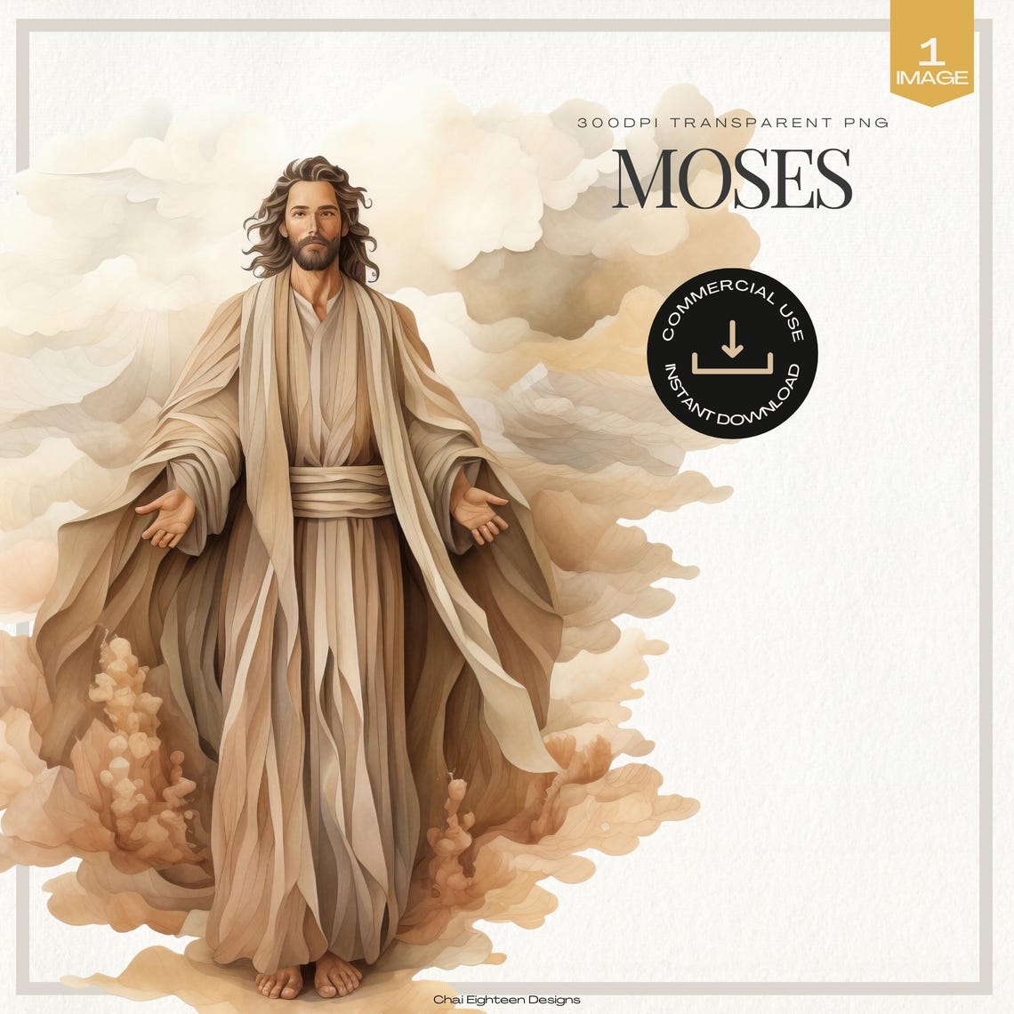 Bible Story Clipart, Moses Clip Art, Bible Character Image, Sunday ...
