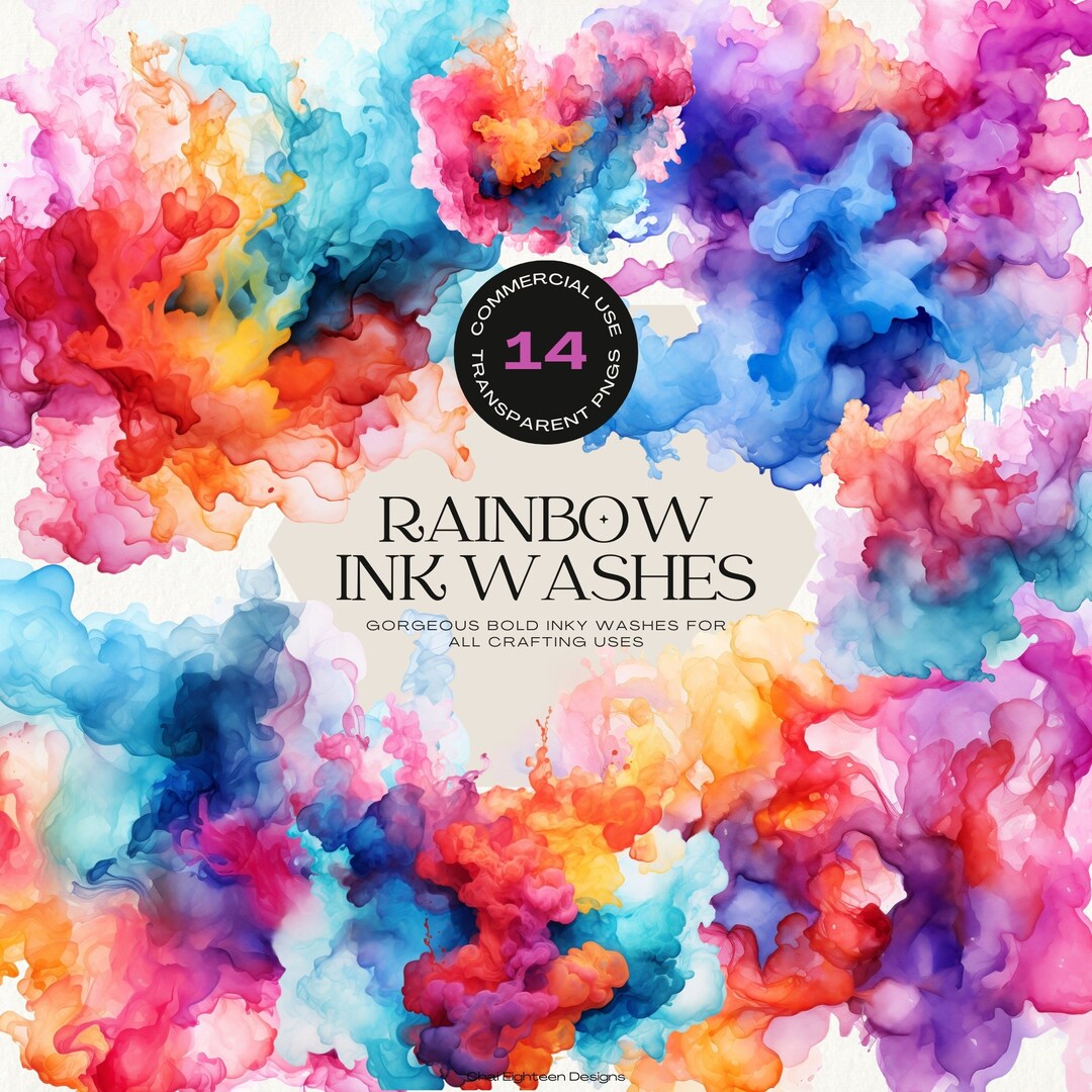 Ink Splash Texture, Rainbow Watercolor Splash Clipart, Splash ...