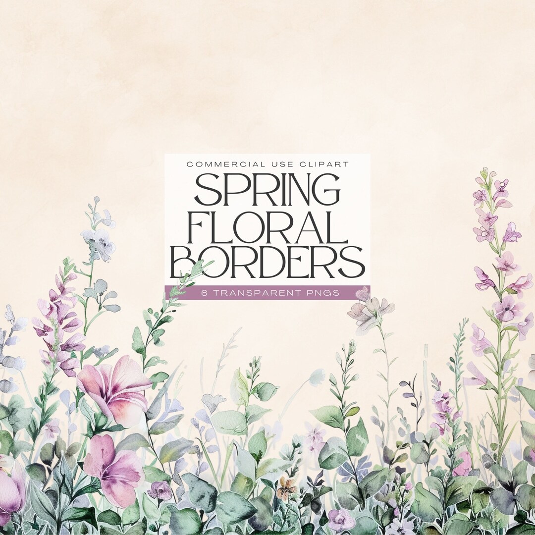 Watercolor Spring Floral Borders, Boho Flower Border Illustrations ...
