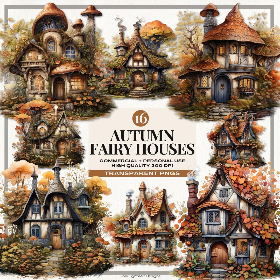 Autumn Fairy House Clipart, Halloween Themed Clip Art, Fairy Tale ...