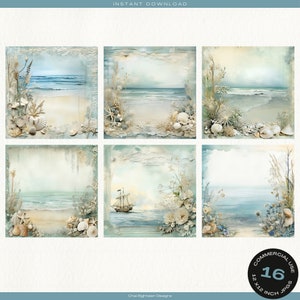 Beach Theme Digital Art Papers Summer Paradise Vacation Digital ...