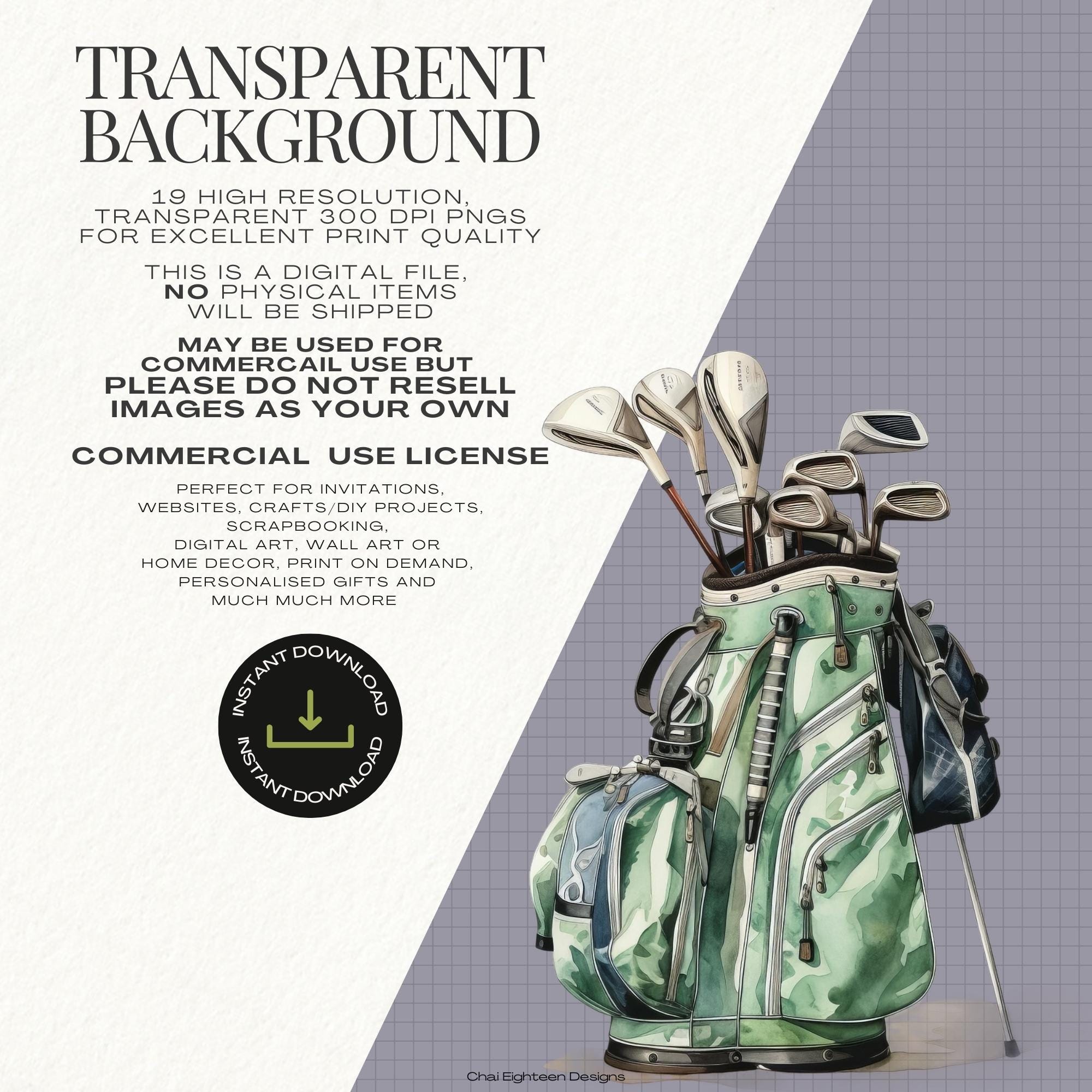 Watercolor Golf Clipart, Golf Cart PNG, Golf Club Clip Art, Golf ...