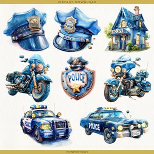Police Watercolor Clipart, Law Enforcement Images, Policeman Graphics ...