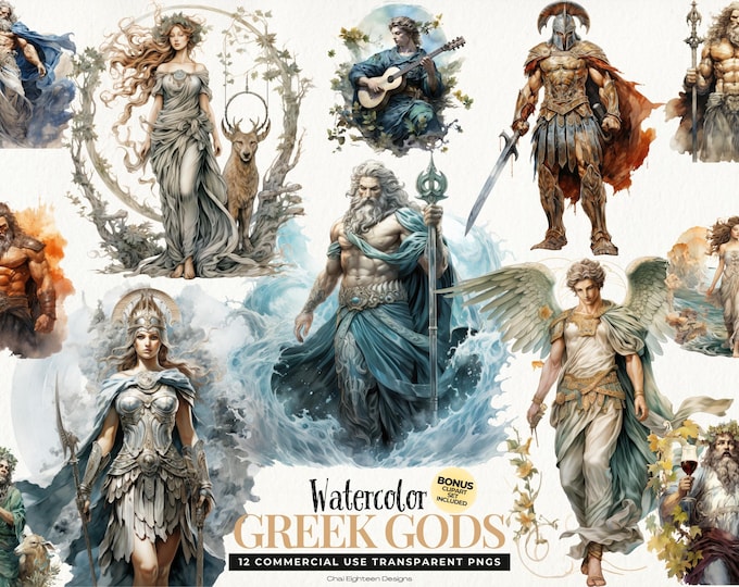 20 Greek Mythology Clipart Pack INSTANT DOWNLOAD 20 Greek Gods ...