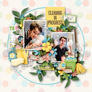 Pastel Spring Cleaning Digital Scrapbook Bundle, Laundry & Housekeeping ...